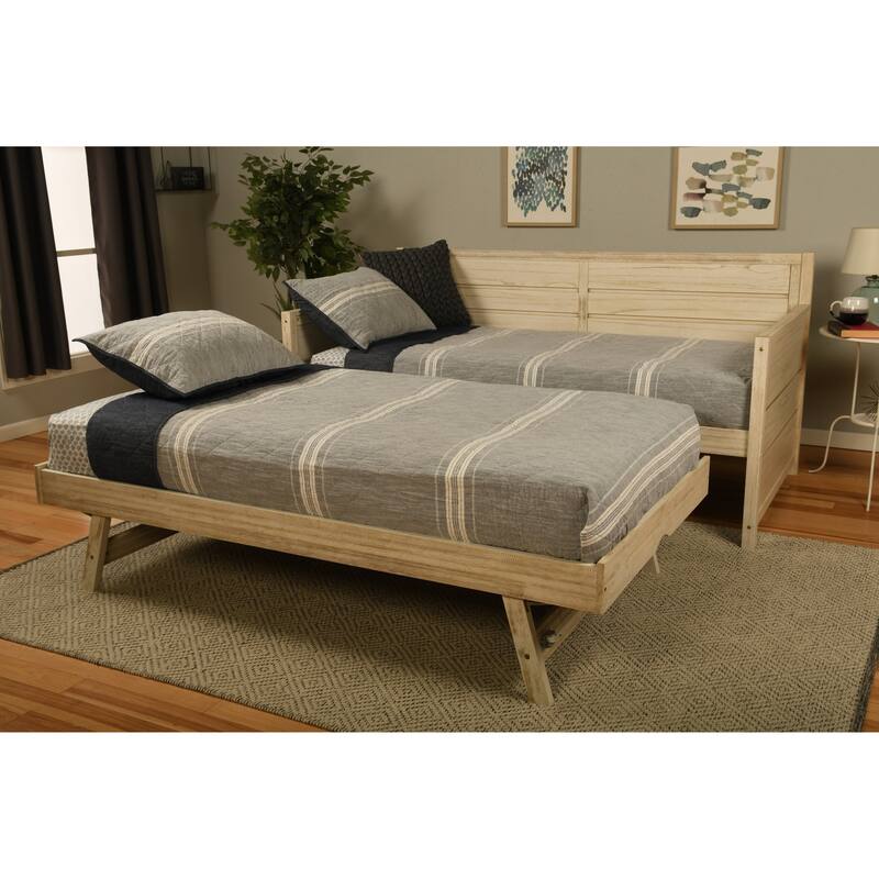 Somette Marisa Daybed Frame With Pop Up Trundle In Weathered White Mattresses Not Included
