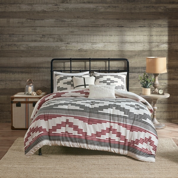 Simons Grey Red 5 Piece Herringbone Oversized Comforter Setby Woolrich Bed Bath Beyond 33708481