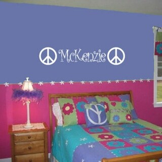 Girls Name & Peace Sign Decal Wall Vinyl Decor Sticker 8" x 23" - Bed ...
