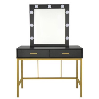 FCH Single Mirror With 2 Drawers And Light Bulbs, Steel Frame Dressing ...