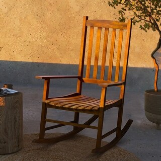 Brown Indoor and Outdoor Solid Wood Rocking Chair - Bed Bath & Beyond ...