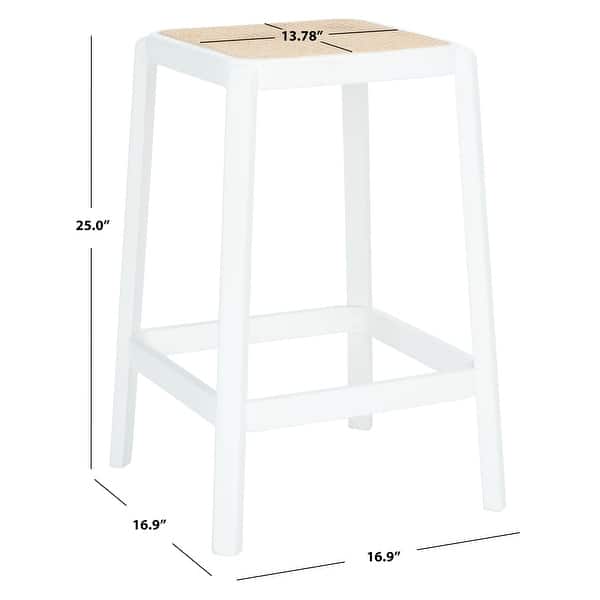 SAFAVIEH Silus Backless Cane Counter Stool - 17" W x 17" D x 25" H ...
