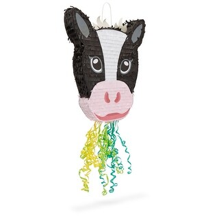 Cow Pull String Pinata for Farm Birthday Party Decorations (16.5 x 13 x ...