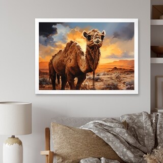 Designart "Camel Crossing" Animals Framed Canvas Prints - Bed Bath ...