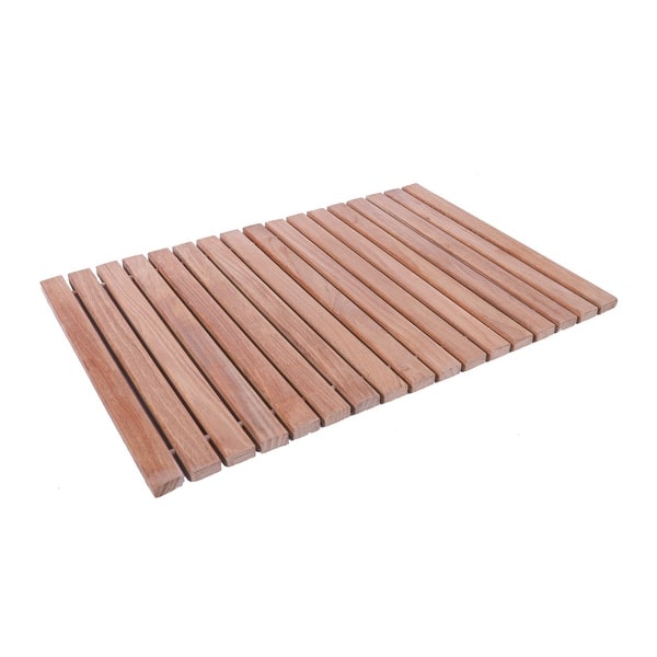 Nordic Style Teak Natural String Shower/Bath Mat with Rubber Feet 23.62 ...