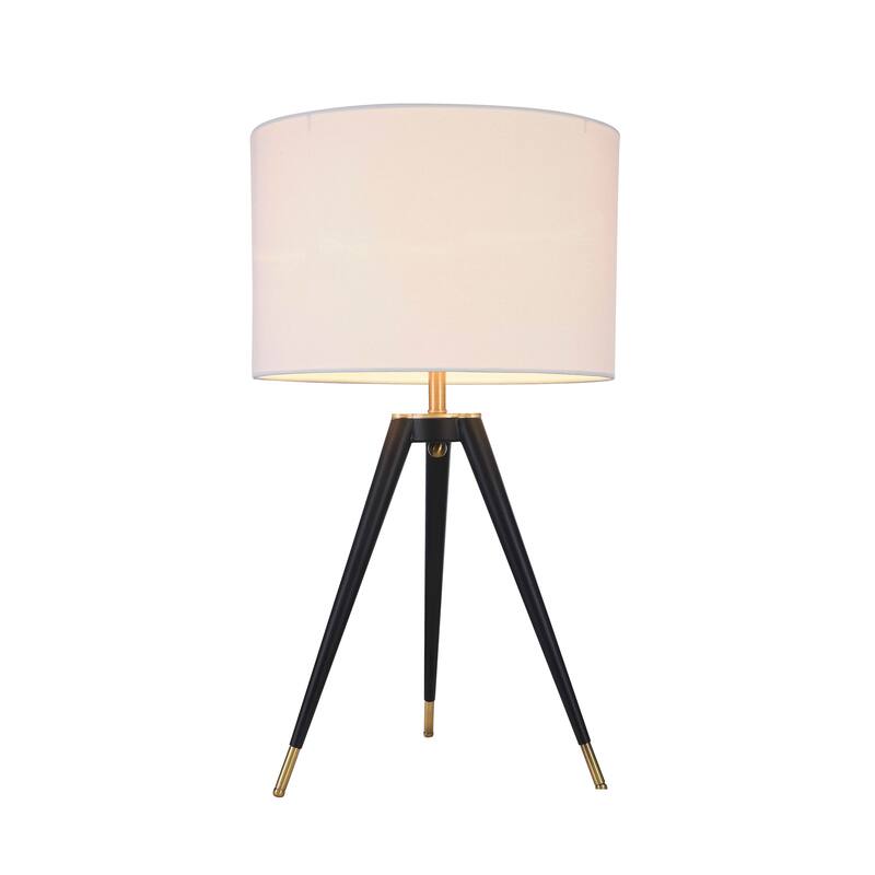 Black Metal Frame Table Lamp With Brass HardWare - Overstock - 26397220