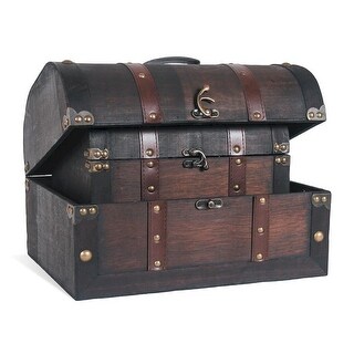 Dark Tone Brown With Faux Leather Straps Chests (Set Of 2) - Bed Bath ...