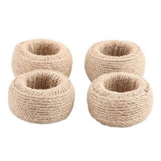 Novica Handmade Natural Loops Natural Fiber Napkin Rings (Set Of 4 ...