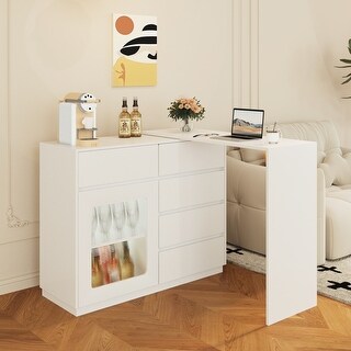 Extendable Bar Table with LED and Adjustable Shelves - Bed Bath ...