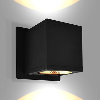 Luxrite Outdoor LED Cube Wall Light, Up Down Wall Sconce, 3CCT 3000K ...