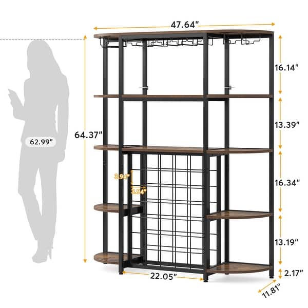 5-Tier Bakers Rack with Wine Storage, Kitchen Storage Rack with Wine ...