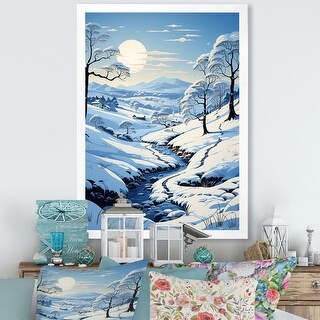 Designart "Snow Winters Solitude VIII" Snow Framed Canvas Prints - Bed ...