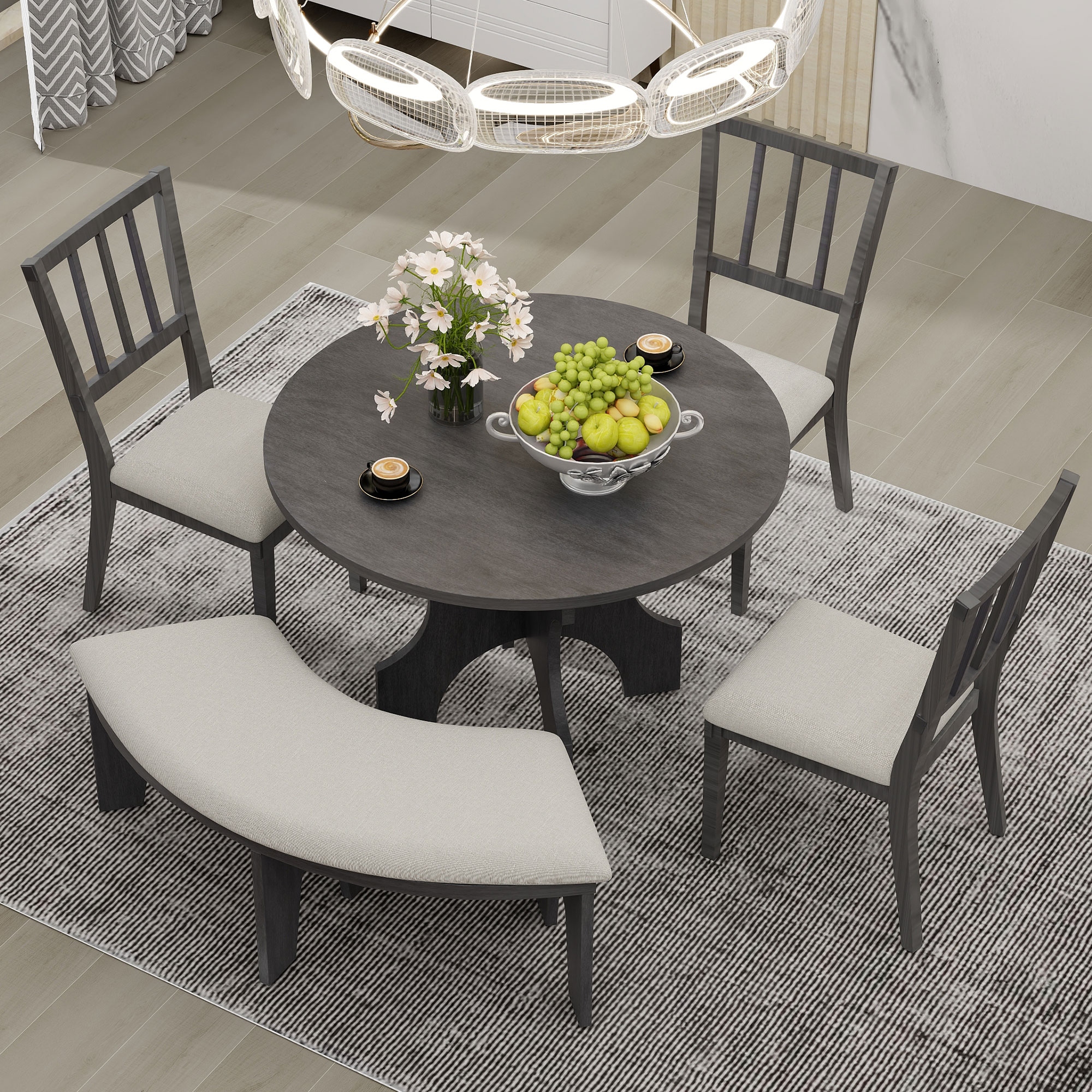 Rounded bench for kitchen table store