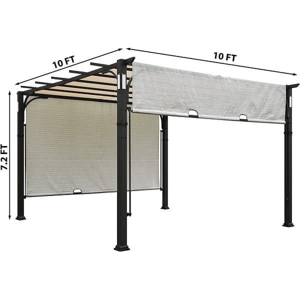 10'x10' Patio Pergola Outdoor Garden Pergolas with Retractable Shelter ...