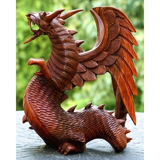 Wooden Dragon Handmade Sculpture Statue Handcrafted Gift Art Decorative ...