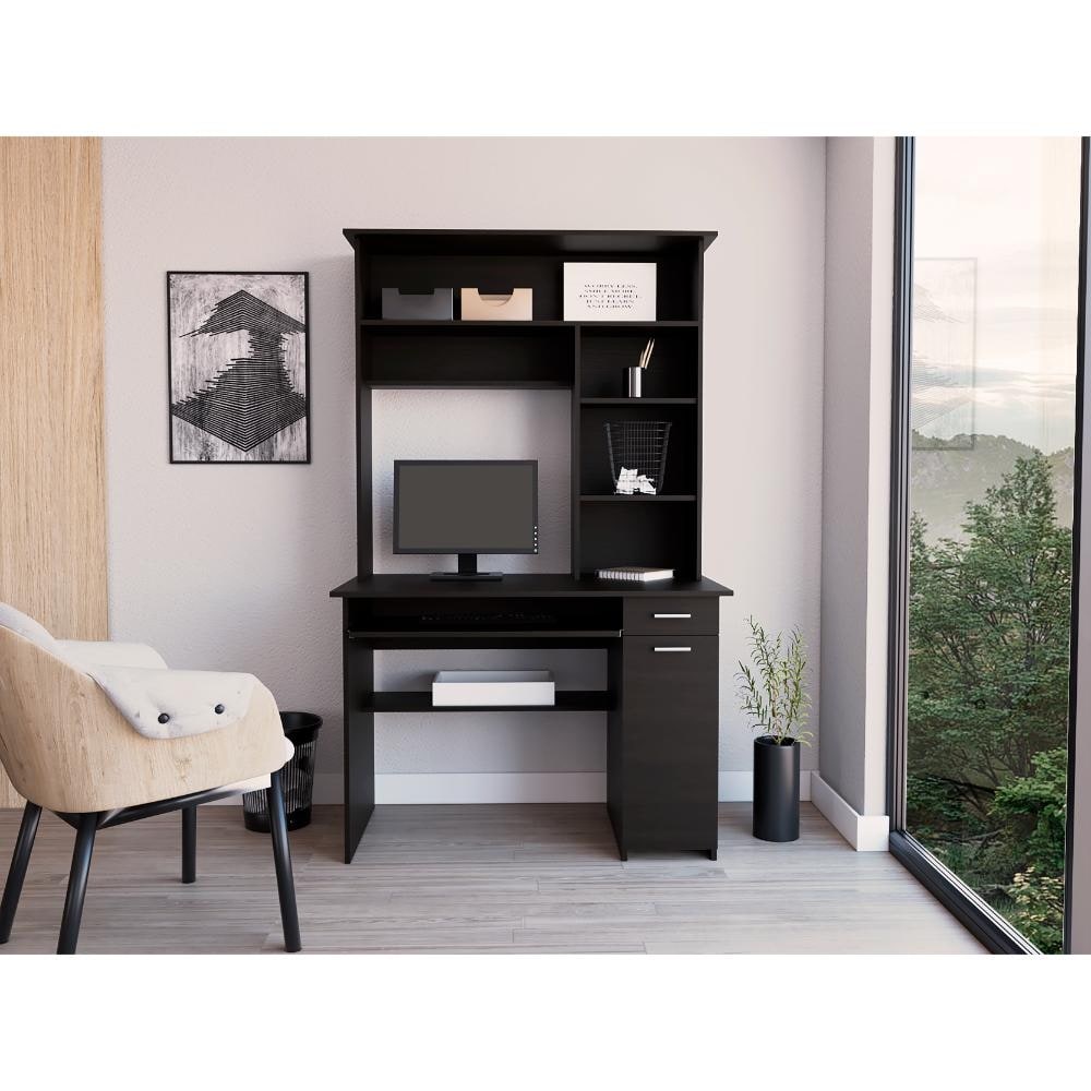 Xalo 180 Computer Hutch Desk with Keyboard Tray Door Panel for CPU 5 Shelves and Drawer On Sale Bed Bath Beyond 34678108
