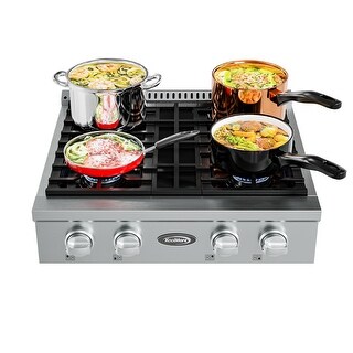 30 in Gas Range-Top with 4 Sealed Italian Burners and Stainless-Steel ...