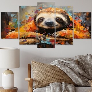 Designart "Slumbering Sloth Collage" Animals Multipanel Wall Art Print ...