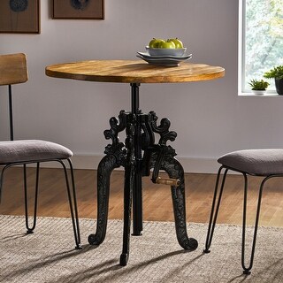 Armington Outdoor Handcrafted Mango Wood Adjustable Height Bistro Table ...