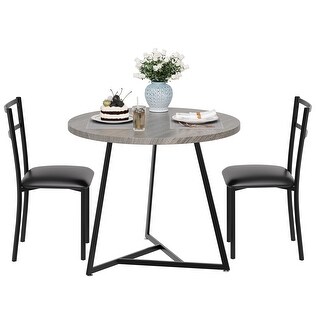 Table Set for 2, Kitchen Table and Upholstered Chairs for 2, Round ...