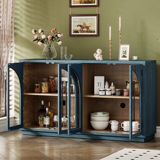 4 Arched Doors Buffet Sideboard Large Storage Cabinet Console Table ...