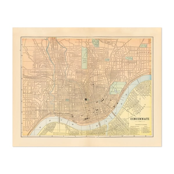 Map of Cincinnati Maps American City Retro Urban Art Print/Poster - Bed Bath & Beyond - 34894600
