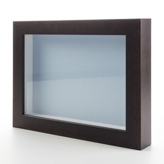 Dark Brown 4x4 Wood Shadow Box with Blue Acid-Free Backing - With 5/8 ...