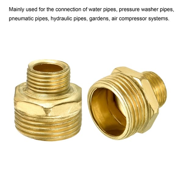 Pipe Fitting 1PT to 1/2PT Male Hex Extension Reducing Connector - Gold ...