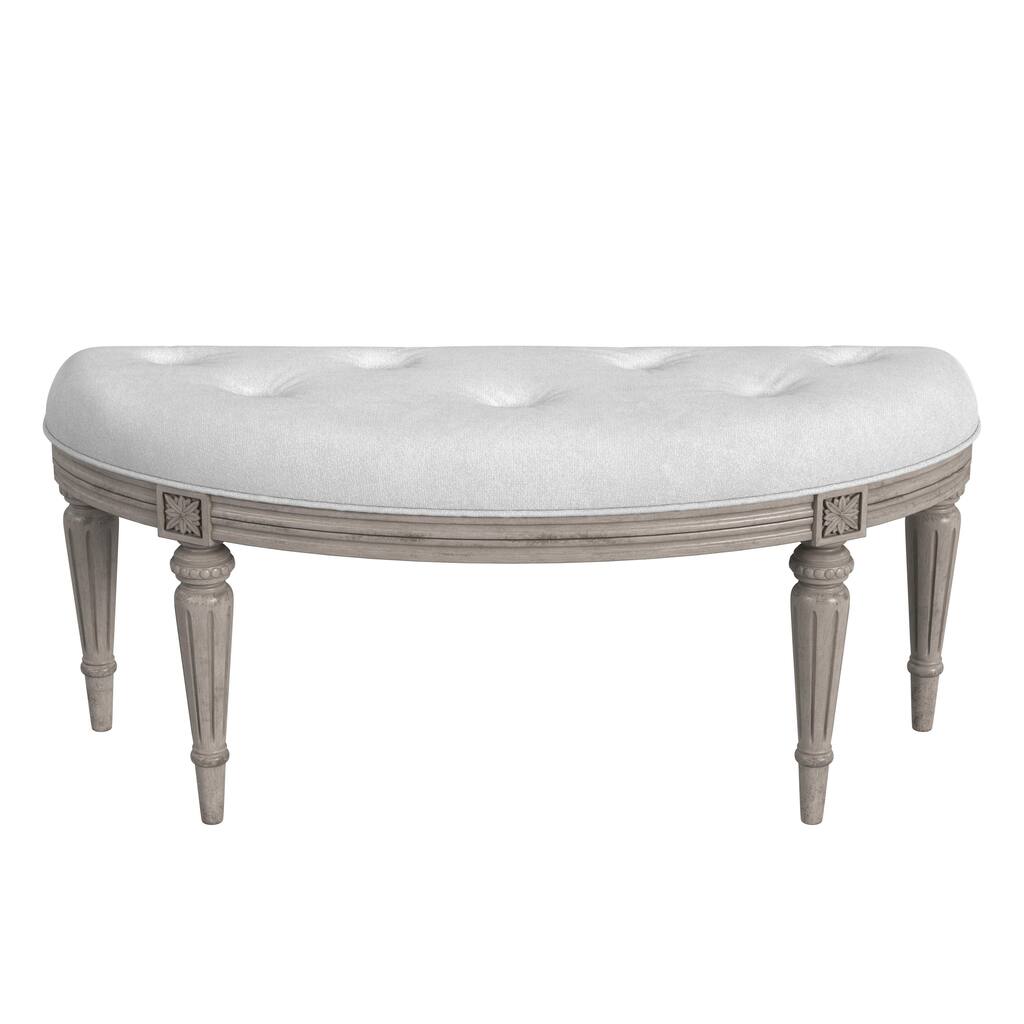 Butler Traditional Demilune Ivory Tufted Button Upholstered Bench in ...