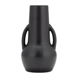 8" Decorative Ceramic Vase with Handles Contemporary Black Flower Vases ...