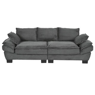 85.4" Modern Curved Sofa, Back Upholstered Couch with 2 Decorative ...
