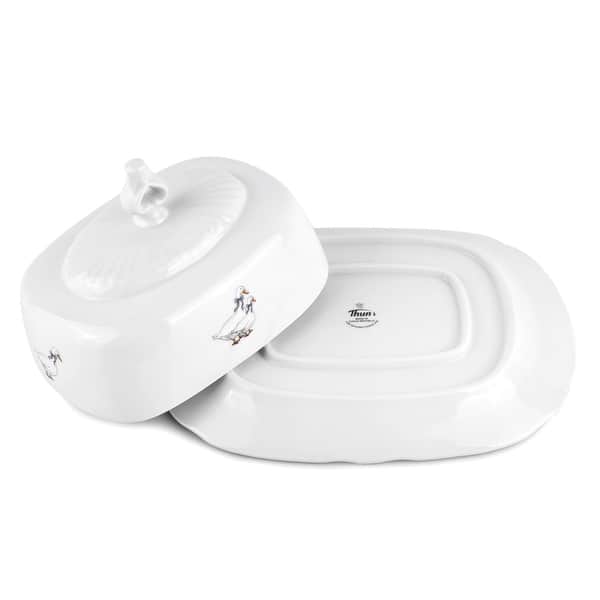 Goose Family White Porcelain Butter Dish - N/A - On Sale - Bed Bath ...