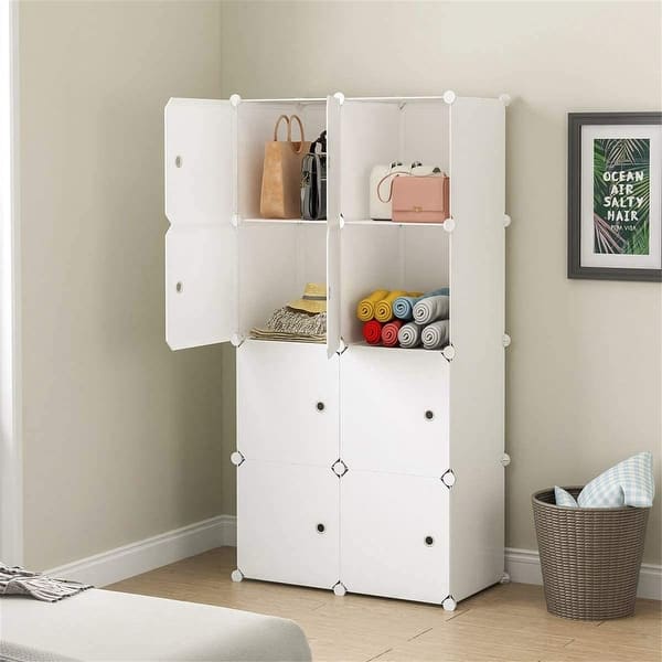 8 Cube Stackable Plastic Cube Storage Shelves Modular Cabinet Hanging ...