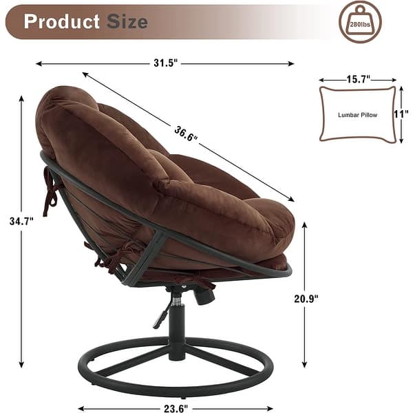 MCombo Gas Lift Swivel Papasan Chair with Height Adjustment, Velvet ...