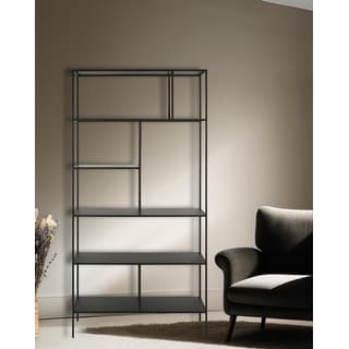 HomeRoots 72" Black Metal Six Tier Etagere Bookcase - Bed Bath & Beyond ...