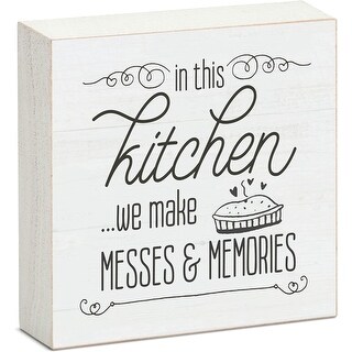 Kitchen Messes & Memories Artistic Freestanding Solid Wood Block Sign ...