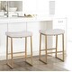 White & Gold Bar Stools Set of 2 for Kitchen Counter Backless Counter ...