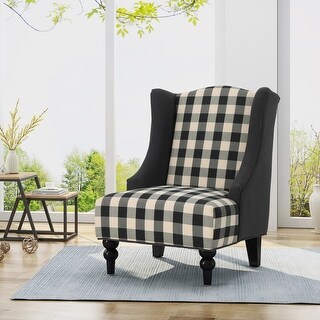High Wingback Club Chair Checkerboard Accent Chairs Fabric Sofa Lounge ...