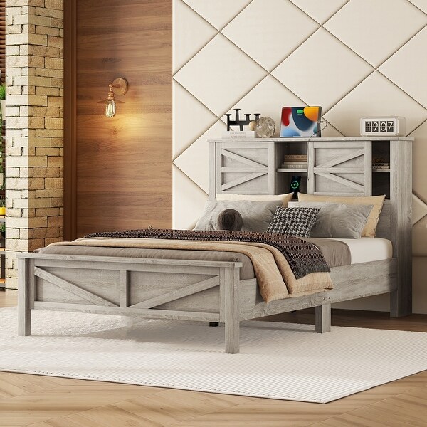 Double bed with sliding door storage store