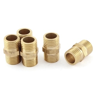 5 Pcs 1/4 BSP to 1/4 BSP Male Thread Brass Pipe Hex Nipple Fitting ...