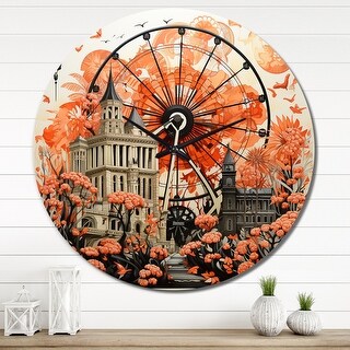 Designart "Coral Ferris Wheel Joyful Spin II" Amusement Parks Oversized ...