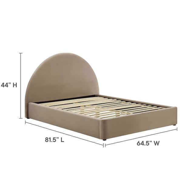Palmetto Modern Round Headboard Taupe Velvet Upholstered Full Size ...