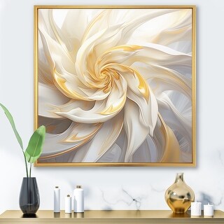 Designart "Fractal Flower Tender White Sensitivity" Fractals Framed ...