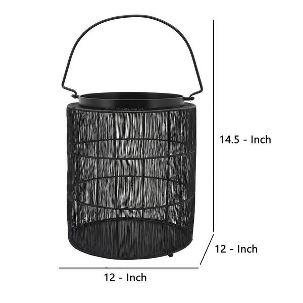 15 Inches Industrial Style Metal Wire Lantern, Black - Bed Bath ...