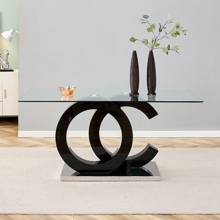 OC-Shaped Minimalist Rectangular Glass Dining Table - Bed Bath & Beyond ...