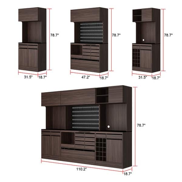 Modular Kitchen Pantry Hutch 4-in-1 Pantry Cabinet Storage Cupboard ...