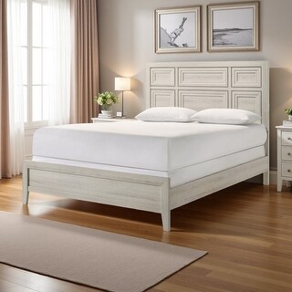 King Size Antique Wooden Panel Bed with Recessed Design, Contemporary ...