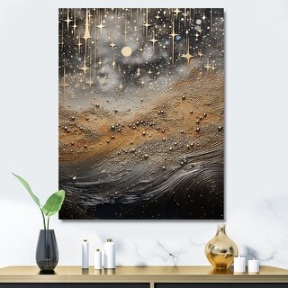 Designart "Constellation Starry Gold And Black I" Abstract Collages ...