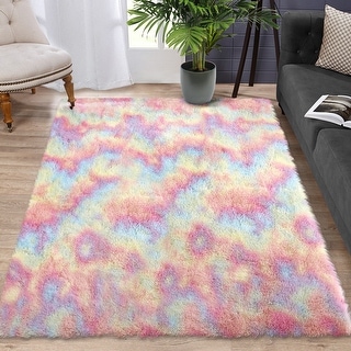 Garvee Fluffy Shaggy Colorful Area Rug Fuzzy Rug for Living Room Kids ...