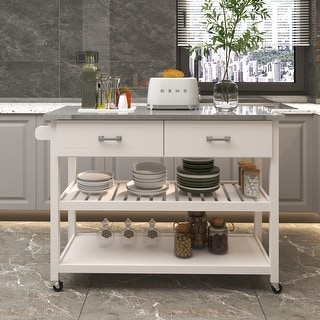 Stainless Steel Table Top Kitchen Cart with Two Drawers - Bed Bath ...